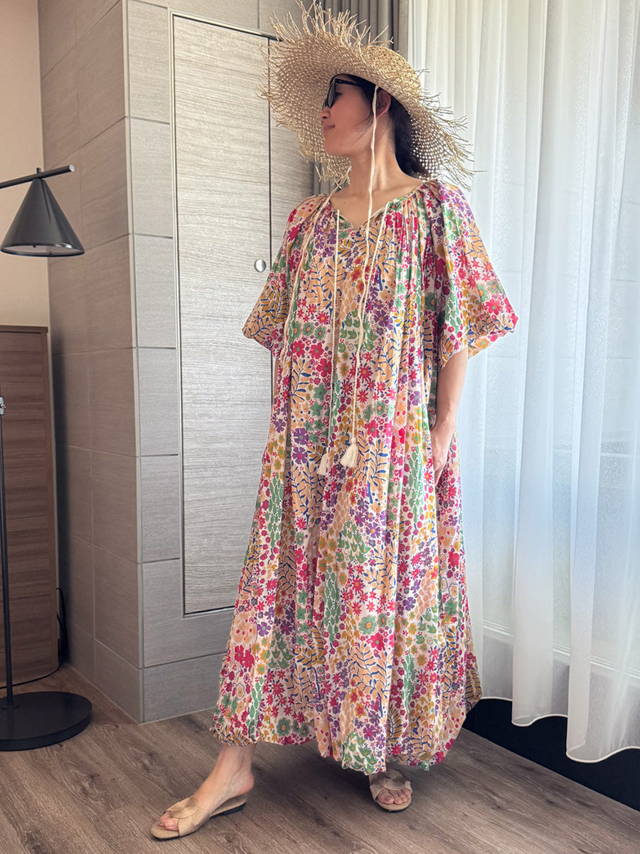 Eighty Seven(エイティセブン)インド綿バルーンワンピース/カラフル花柄 | リゾートワンピース通販CANBE(キャンビー ...
